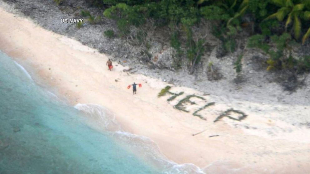 Shipwrecked Sailors Rescued After Making Help Sign Video Abc News