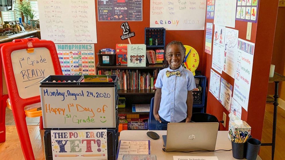 1st grader sets up impressive remote learning station - Good Morning ...
