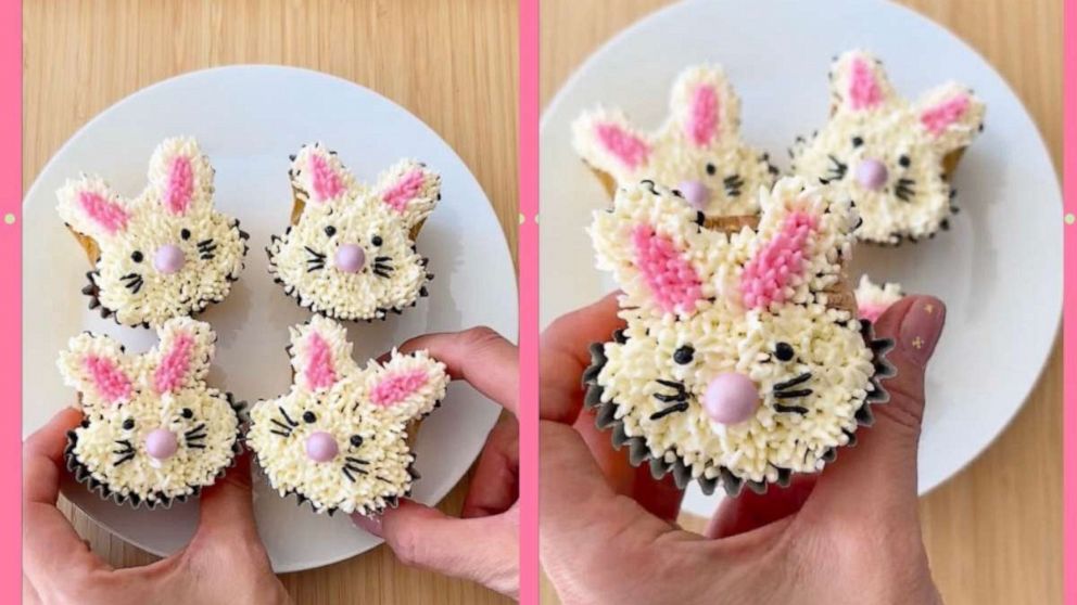 Simple hack to make adorable bunny-shaped cupcakes for Easter - ABC News