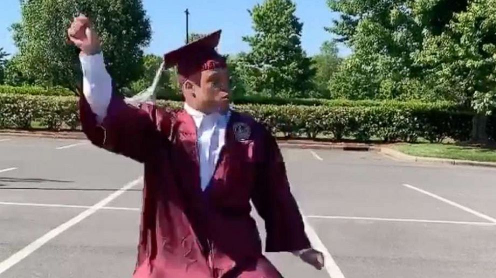 College grad goes viral with celebratory dance after ceremony canceled ...