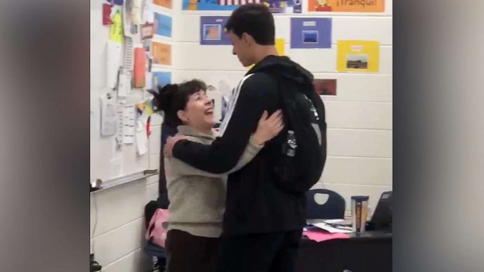 Student surprises teacher with his college acceptance news in the ...
