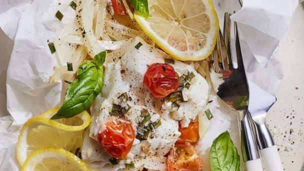 What's for dinner? Easy baked fish with lemon, tomatoes and herbs ...