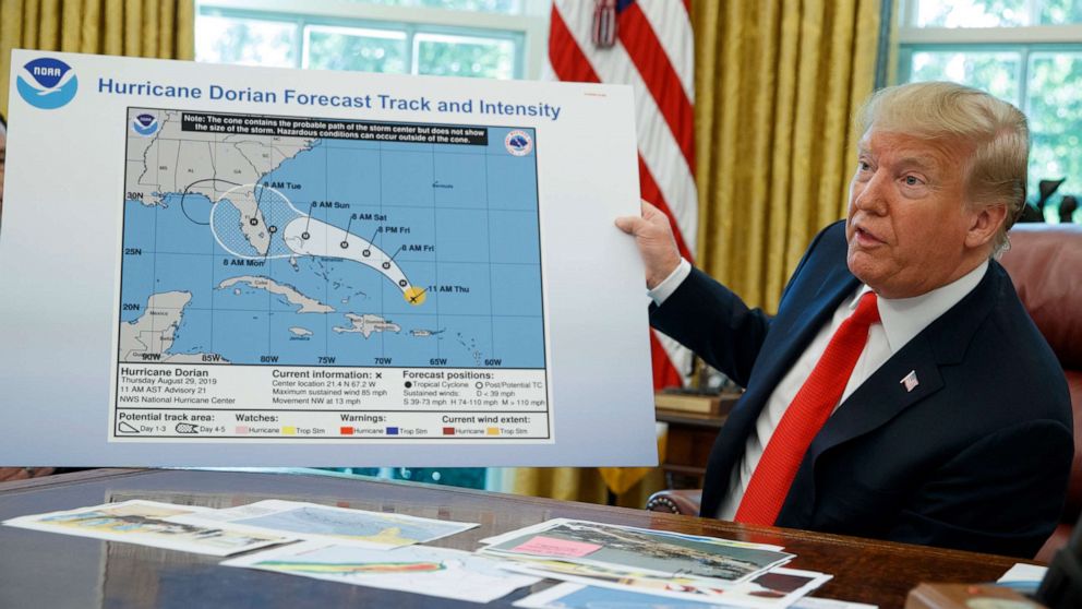 Trump displays altered weather map showing Dorian could have hit ...