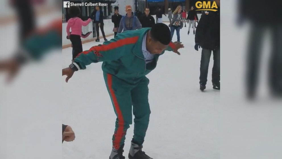 Man ice-skating for the 1st time leaves onlookers in hysterics - ABC News