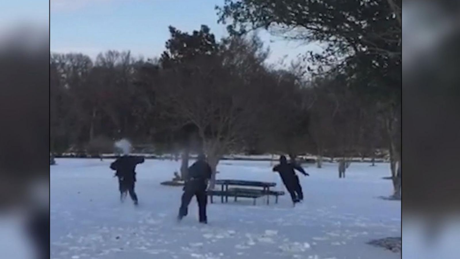 Police officers chill out with snowball fight - Good Morning America