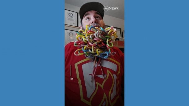 Video Guinness World Record breaker fits 110 candy canes in his beard ... Video Guinness World Record breaker fits 110 candy canes in his beard ...