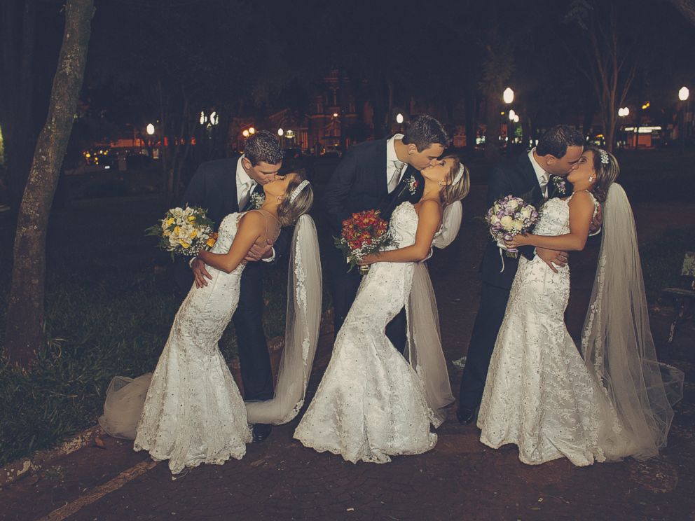 Identical Triplet Sisters Get Married Together In Joint Wedding In