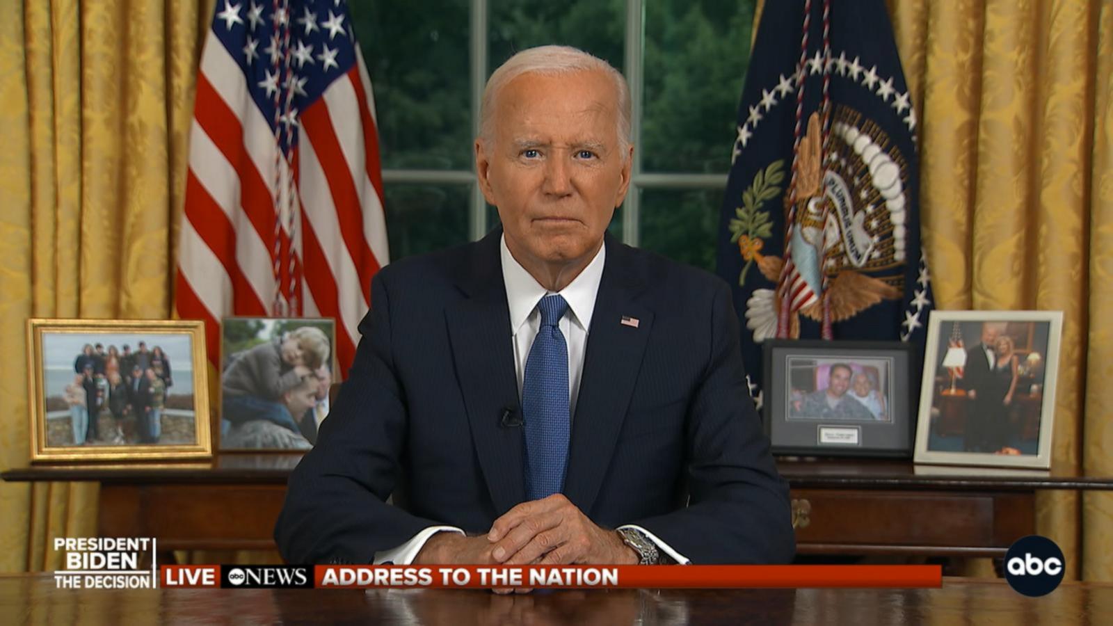 Biden gives address on decision to exit 2024 race and what comes next ...