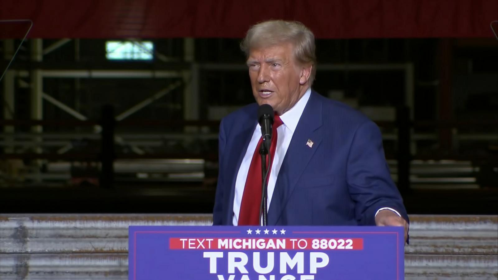 Former President Donald Trump delivers speech at Michigan campaign ...
