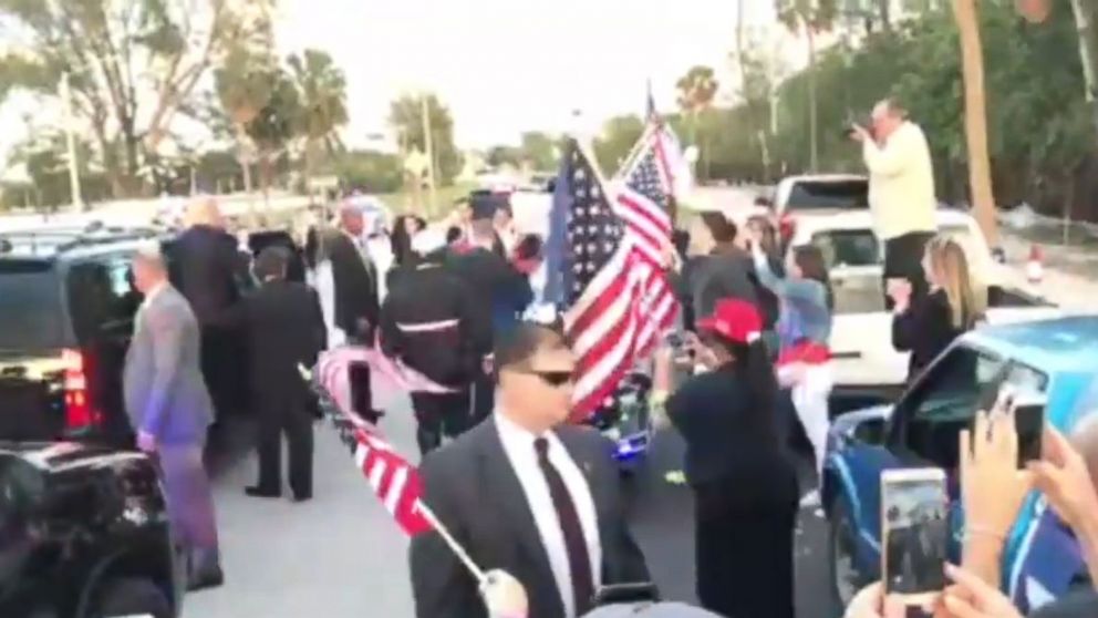 Donald Trump stops motorcade, exits his vehicle to greet supporters ...