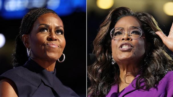 Michelle Obama, Oprah set the stage for Harris as she accepts historic ...