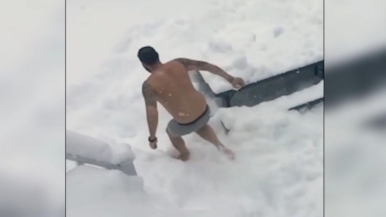 Snowfall fun involves going shirtless - Good Morning America