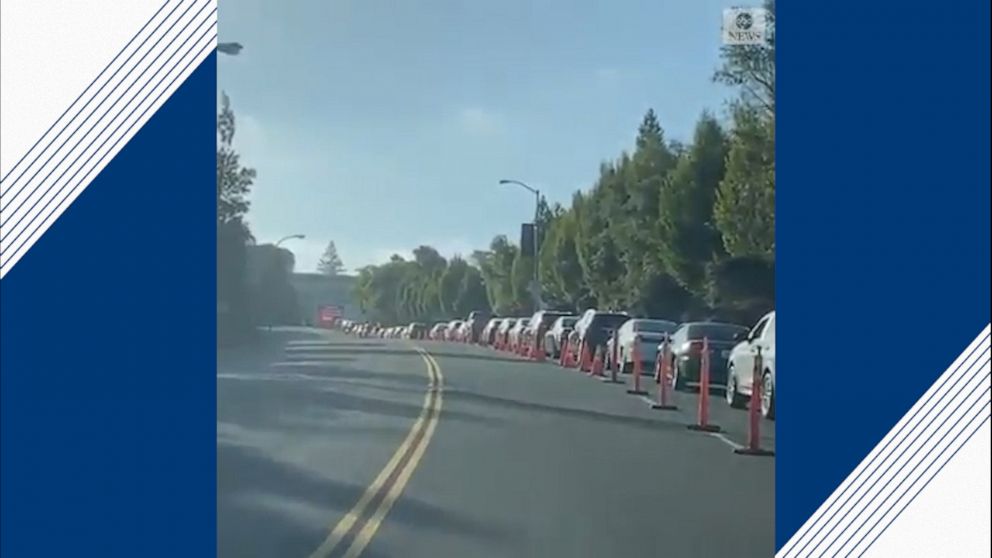 Long line of traffic at COVID testing site in California | GMA