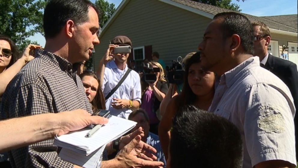 Scott Walker Confronted by Undocumented Worker During Stop to Childhood ...