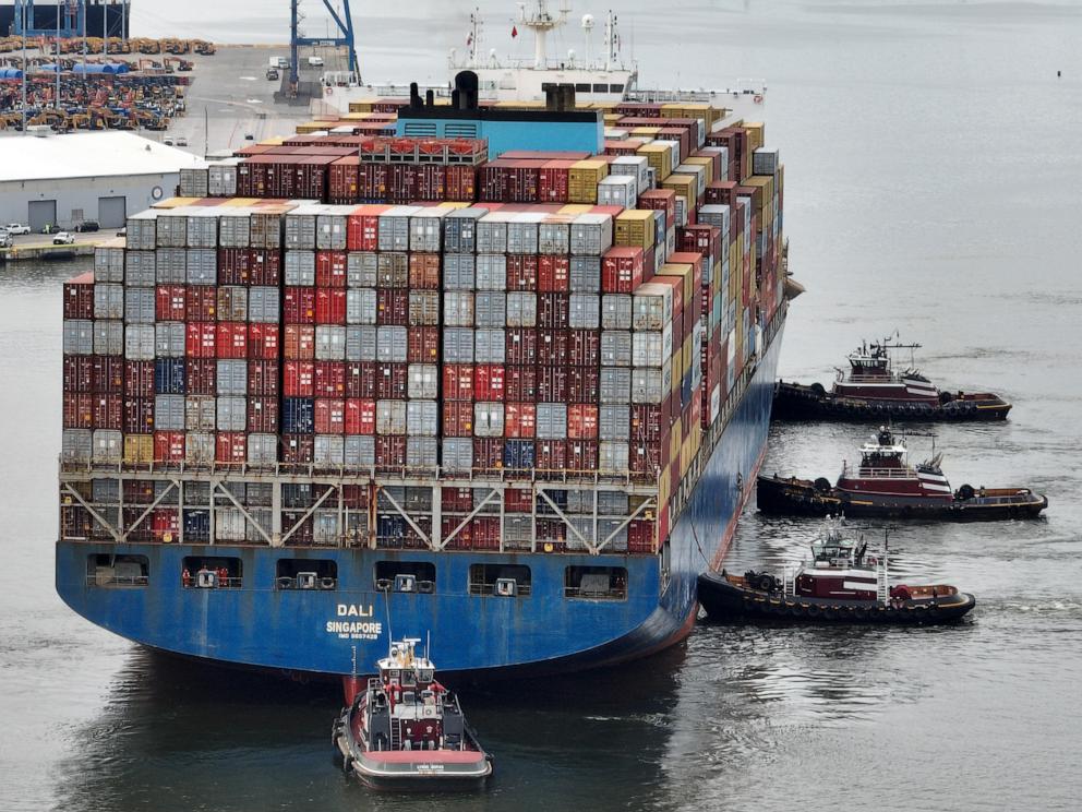 Ship that destroyed Baltimore bridge is moved from crash site for 1st ...