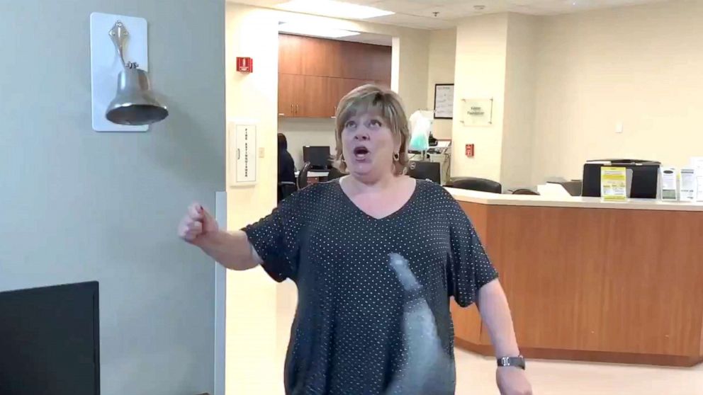 Woman ringing 'cancer-free' bell accidentally breaks it at Houston's ...